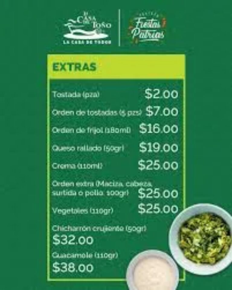 La Casa de Toño Menú Precios México [2025 Actualizado]